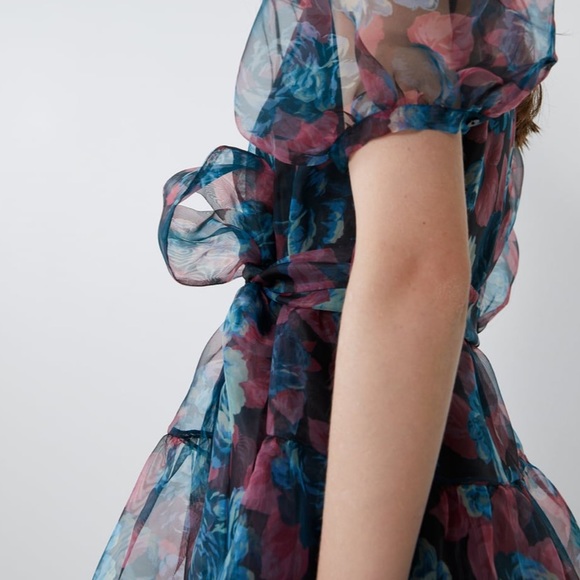 Zara | Dresses | Zara Organza Floral Dress | Poshmark